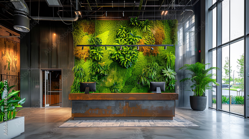 Modern Office Interior Design with Vertical Garden and Industrial Chic ...