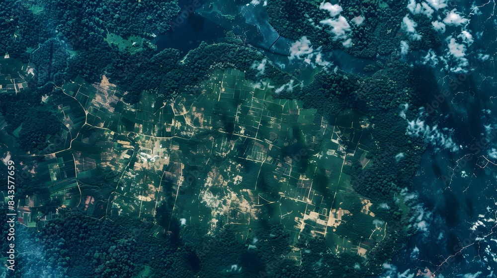 Fotografia do Stock: A satellite view of deforestation in the Amazon ...