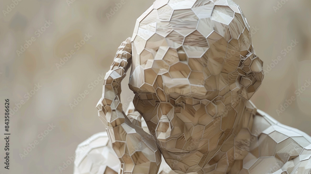 A human figure made of hexagonal origami pieces that appears to be ...