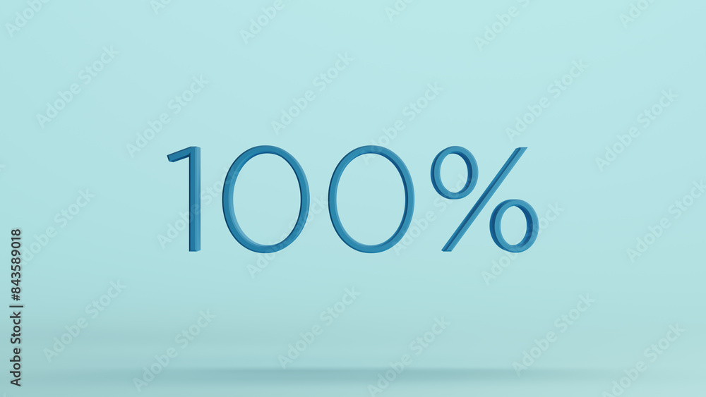 Blue 100 percent % sign business discount symbol pale background 3d ...