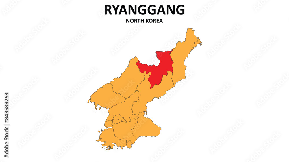 Ryanggang Map in North Korea. Vector Map of North Korea. Regions map of ...