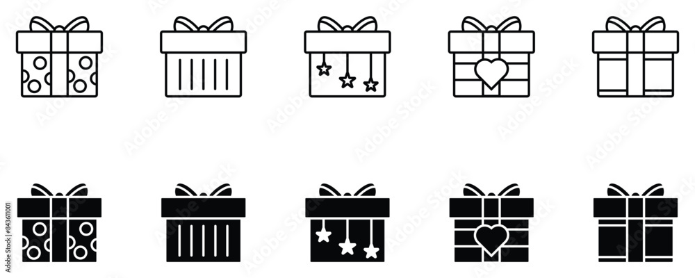 Gift box icon. Gift wrapping symbol. Surprising gift box signs, vector ...