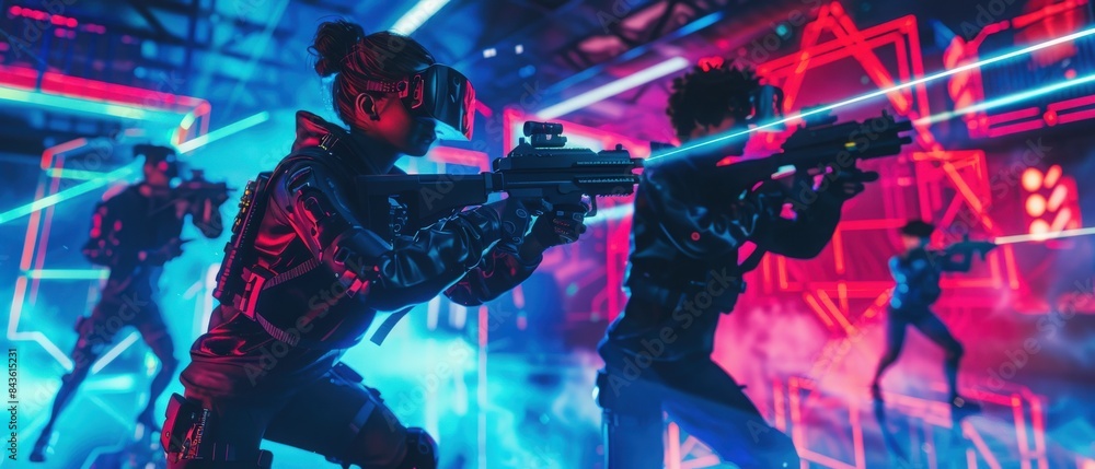 Develop a visually striking poster for a laser tag challenge ...