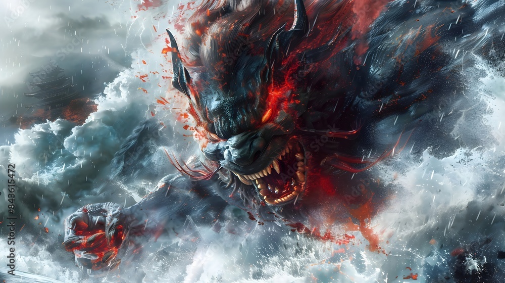 Malevolent Akuma - A Nightmarish Demonic Creature Wielding a Blood ...