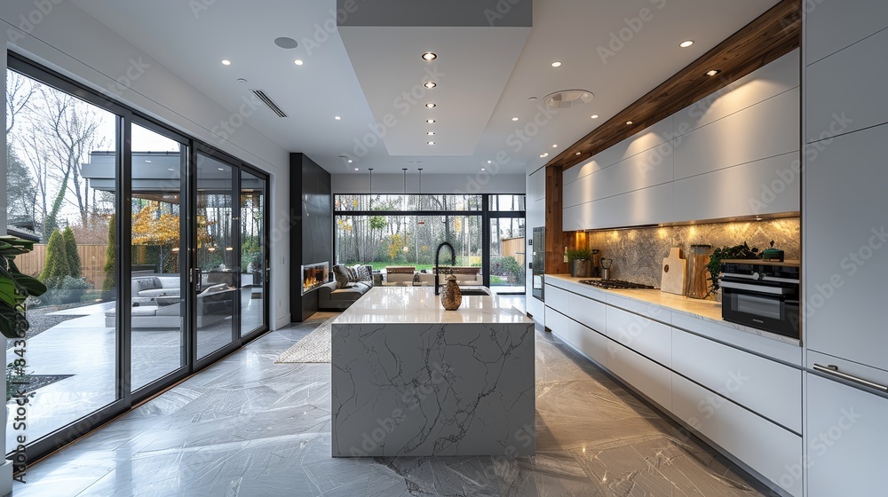 A modern high-tech kitchen with glossy white facades and built-in ...