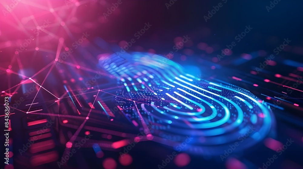 2fa authentication login or cybersecurity fingerprint and secure online ...