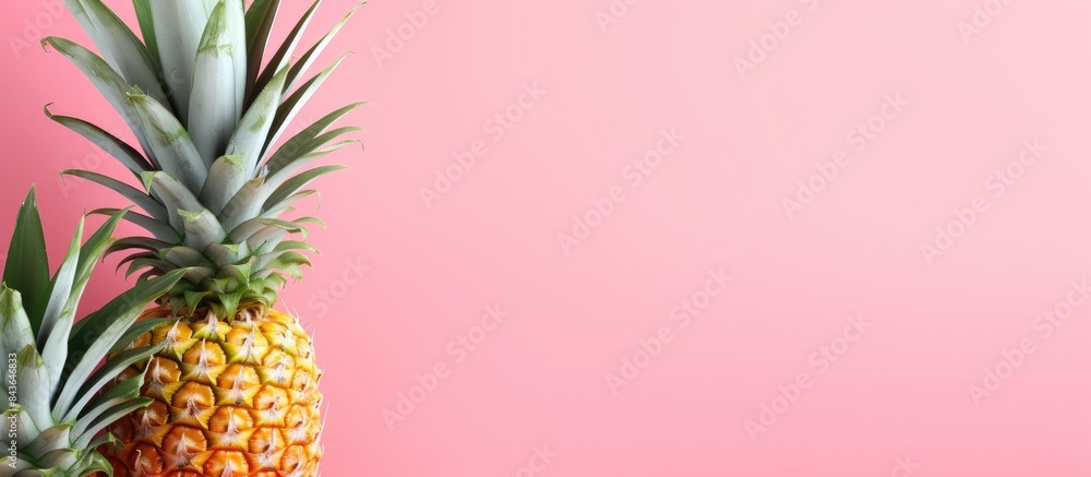 A vibrant summer layout featuring a pineapple adorned with pink leaves ...