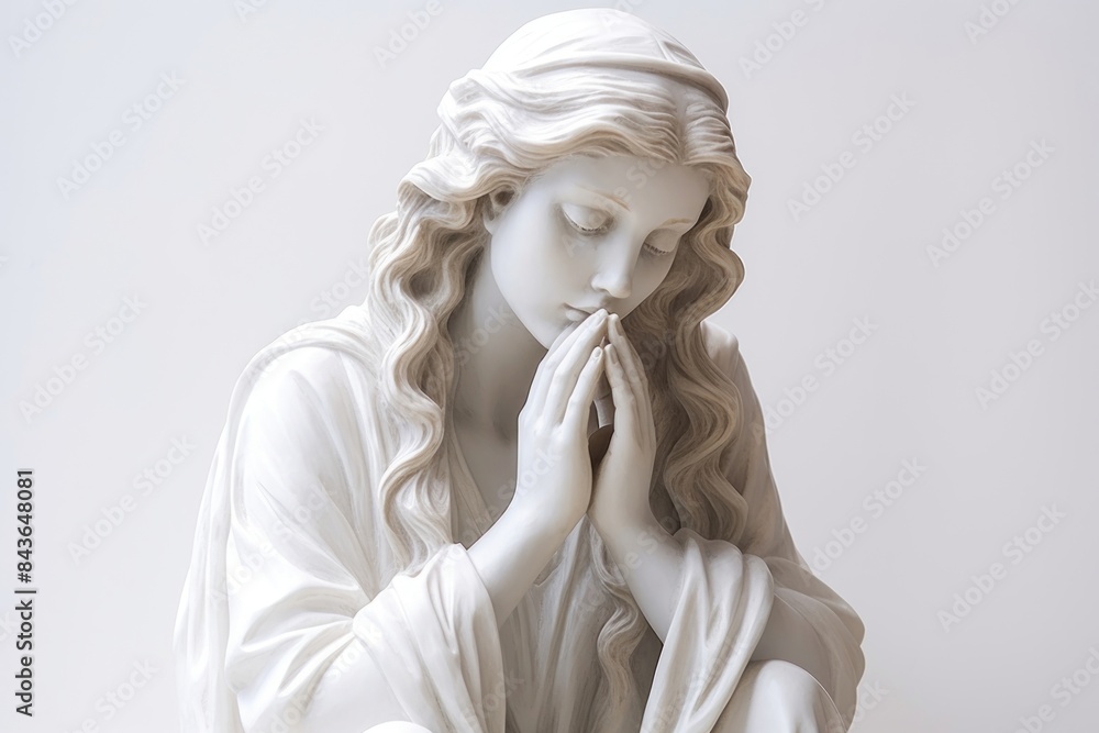 Greek sculpture woman praying hands statue white art. Stock ...