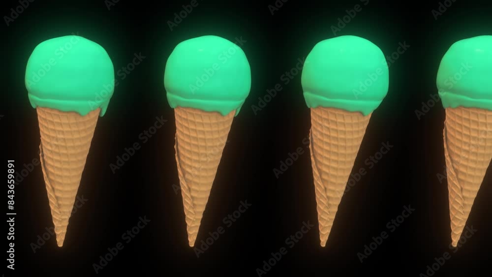 Popsicles turn arond on black background 4k 3d looped animation. Summer ...