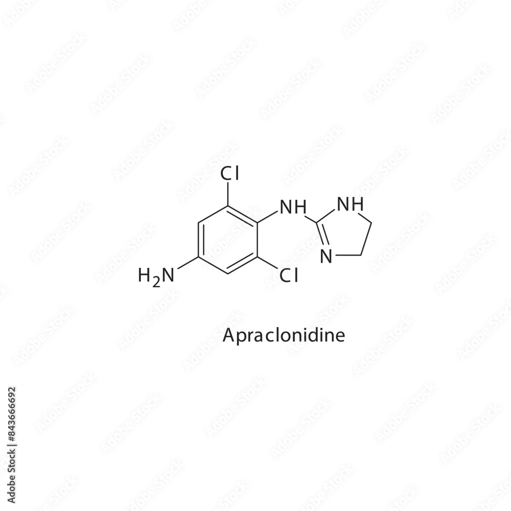 Apraclonidine flat skeletal molecular structure Alpha-2 Agonist drug ...