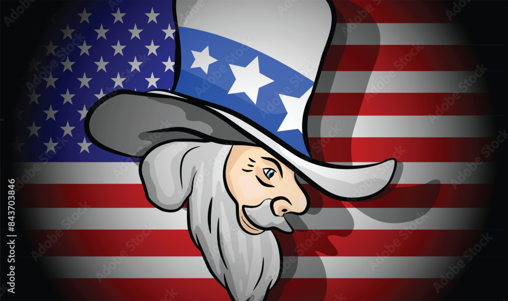 illustration uncle sam face background with stars patriotism Stock ...