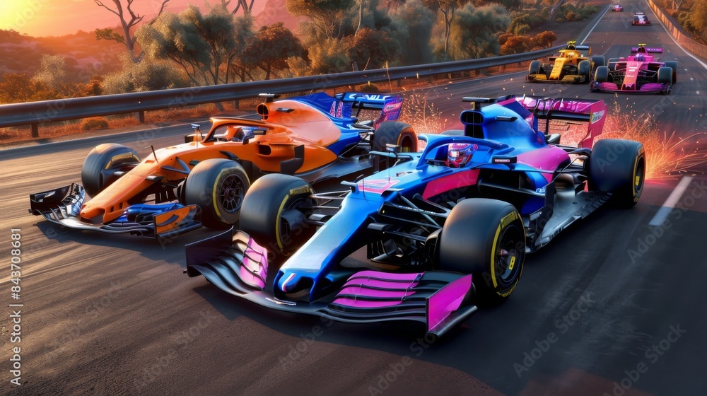 Film the adrenaline of Formula 1 racing from above as cars race through ...