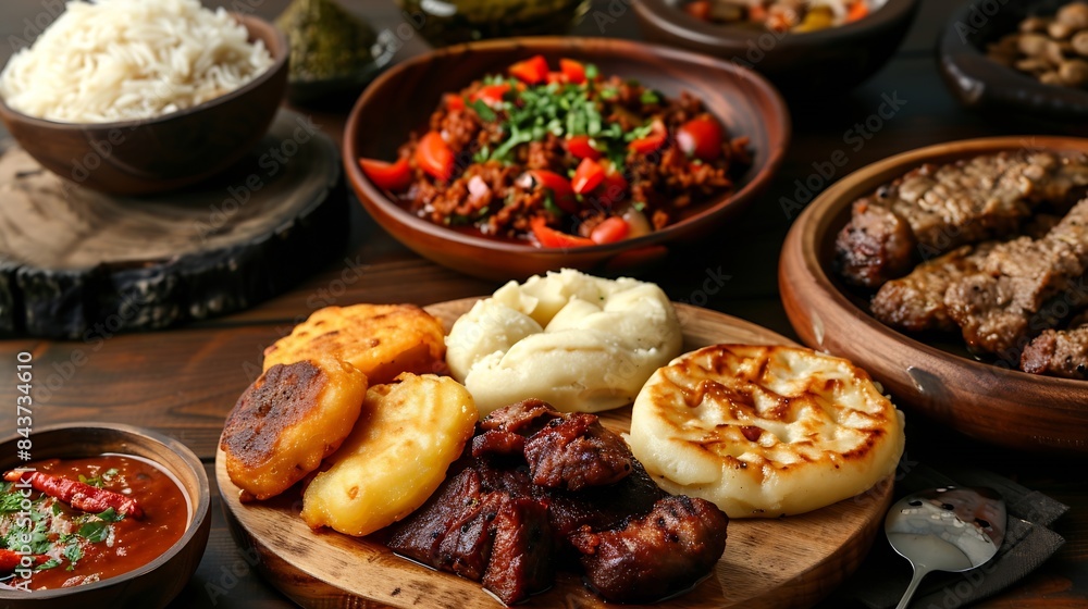 fried or chopped Veal chicken beef chorizo yuca and arepa traditional ...