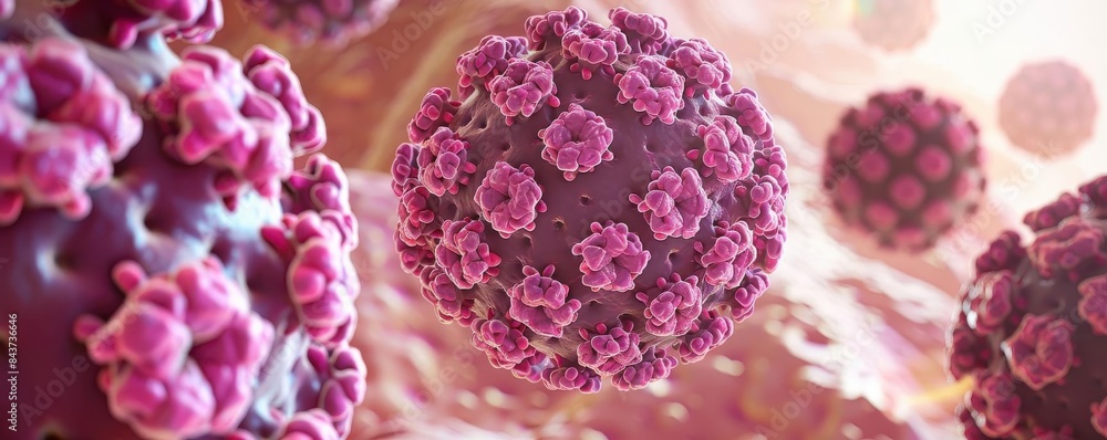 Illustration of HPV virus structure and infection process, stages and ...