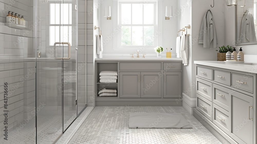 bright clean bathroom with white porcelain glass shower elegant tile ...
