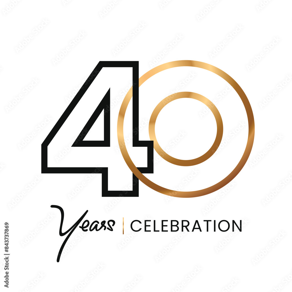 40 years Celebration minimalist line Gold logo abstract Design ...