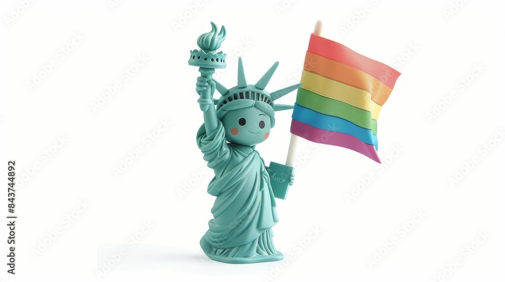 Adorable kawaii toy character resembling the Statue of Liberty, with ...