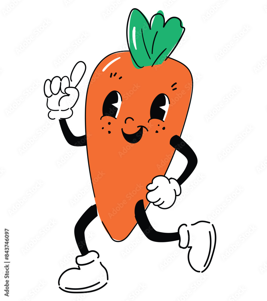 Trend Print Carrot Vector. Abstract cartoon Comic carrot facial ...