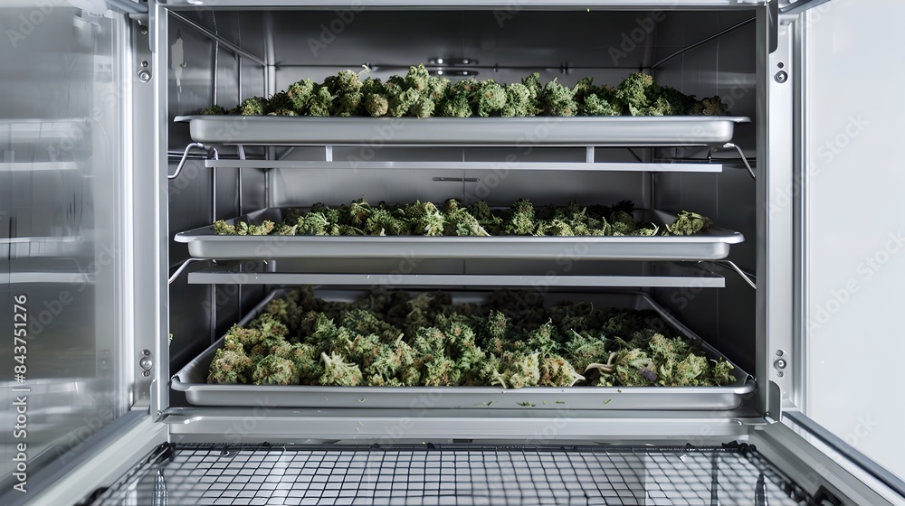 Compact Cannabis Flower Drying Unit with Adjustable Shelves on White ...