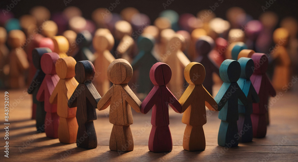 People of all colors holding hands, inclusive business mindset values ...