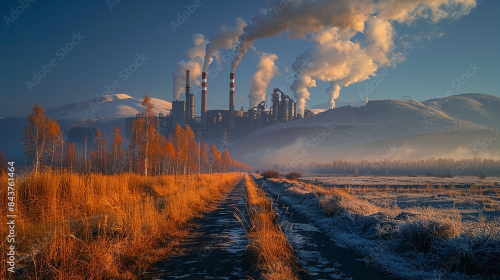 A clear blue sky over a national park, gradually turning gray from the ...