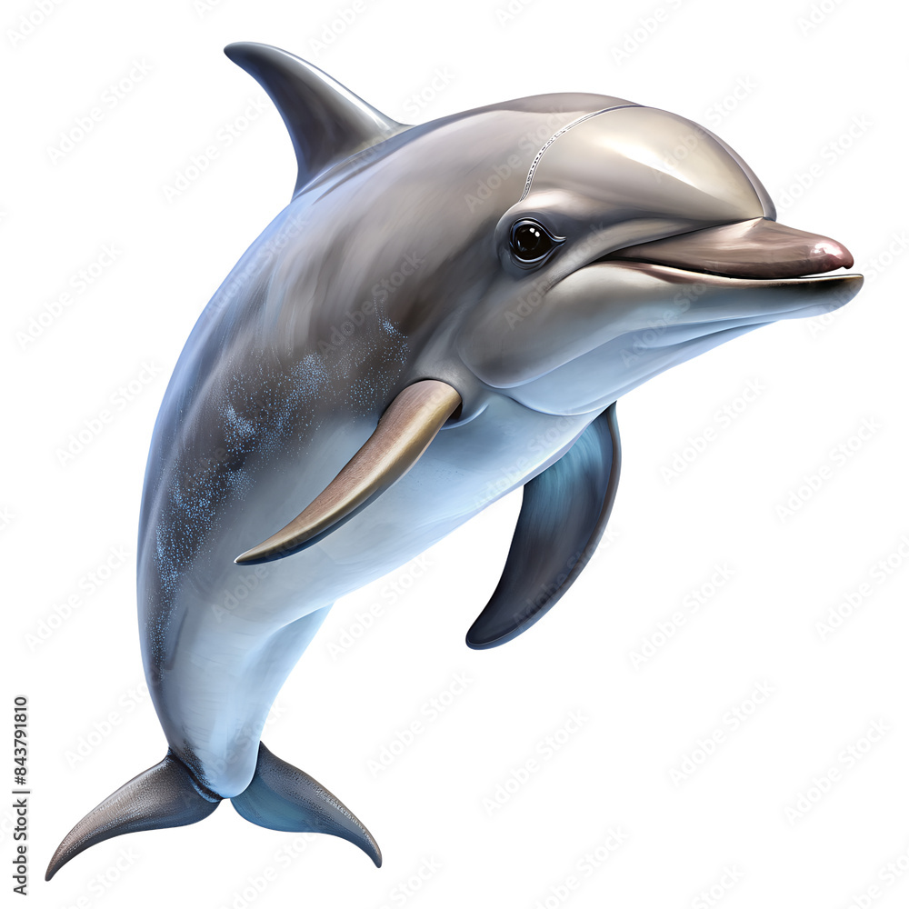 dolphin is seen in a side profile view, showcasing its streamlined body ...