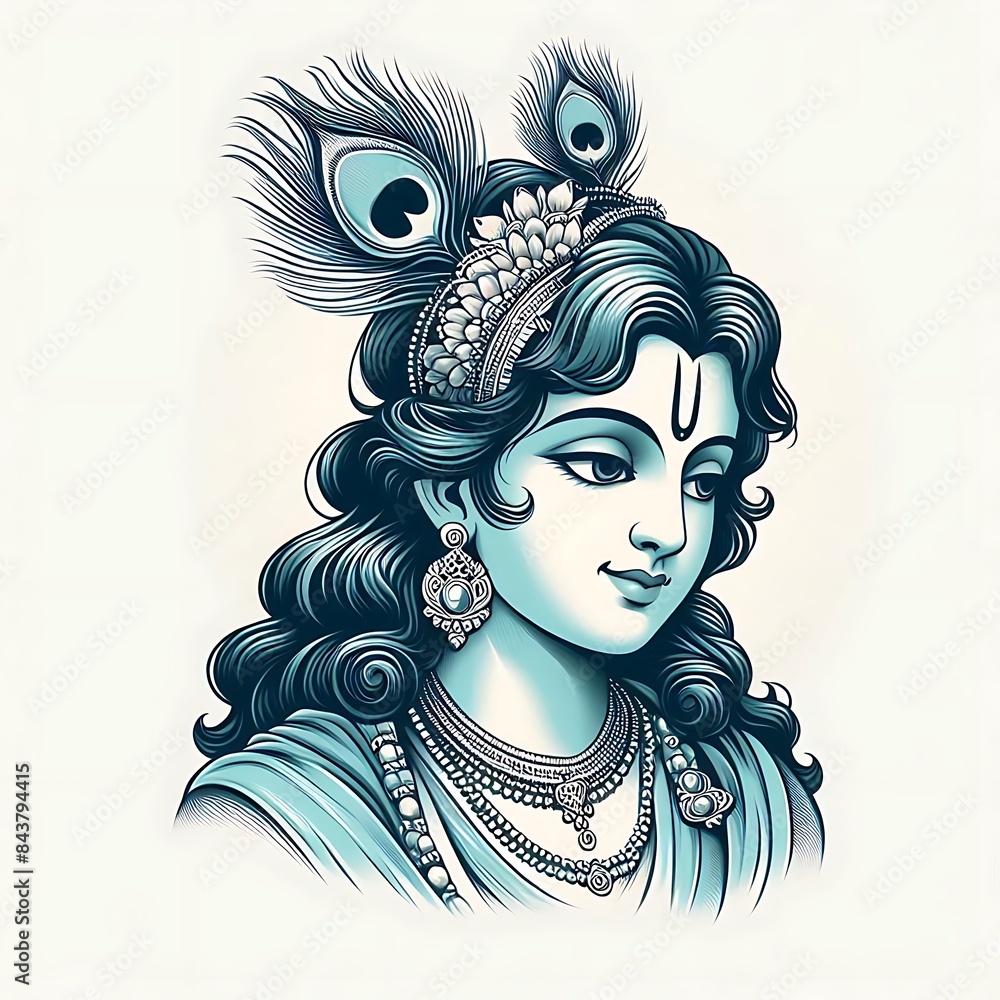 lord Krishna digital painting Stock Illustration | Adobe Stock