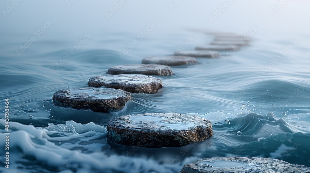 A series of stepping stones crossing a turbulent river, with each step ...