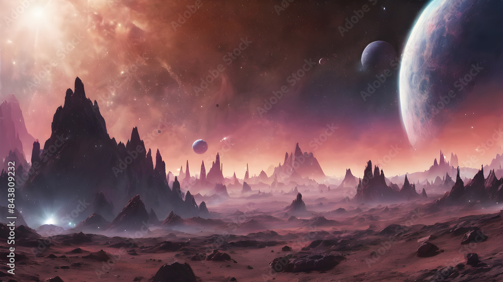 Fictional wallpaper of the space full of planets, stars and solar ...