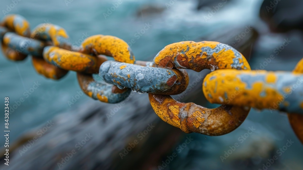 A network of lines forms a broken chain, symbolizing the breaking down ...