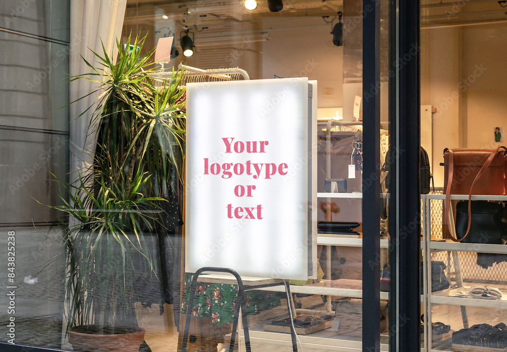 Indoor Logo Mockup Template Style Effect Wall Badge Sign Signboard ...