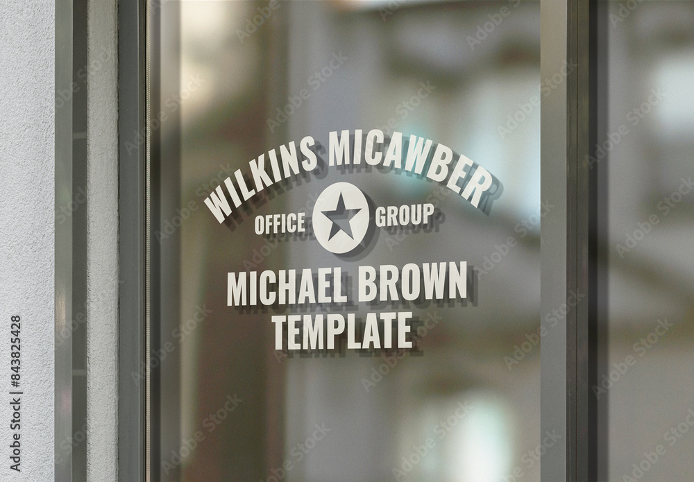 Window Logo Mockup Template Style Effect Wall Badge Sign Signboard ...
