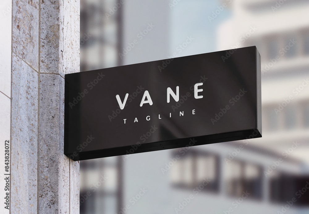 Logo Mockup Template Style Effect Wall Badge Sign Signboard Metal Text ...