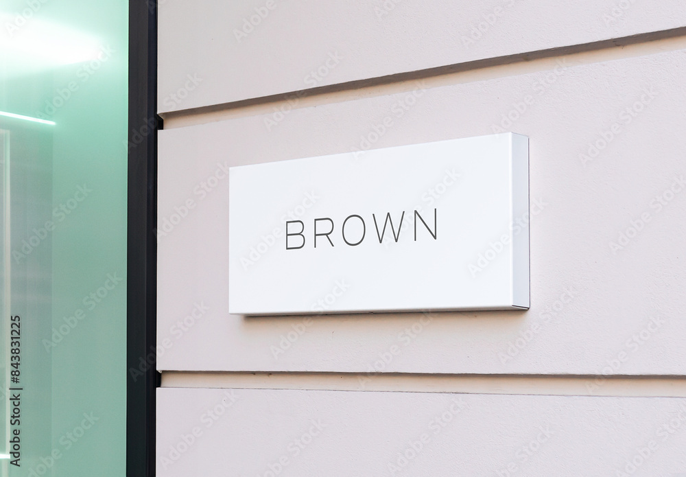 Entrance Logo Mockup Template Style Effect Wall Badge Sign Signboard ...