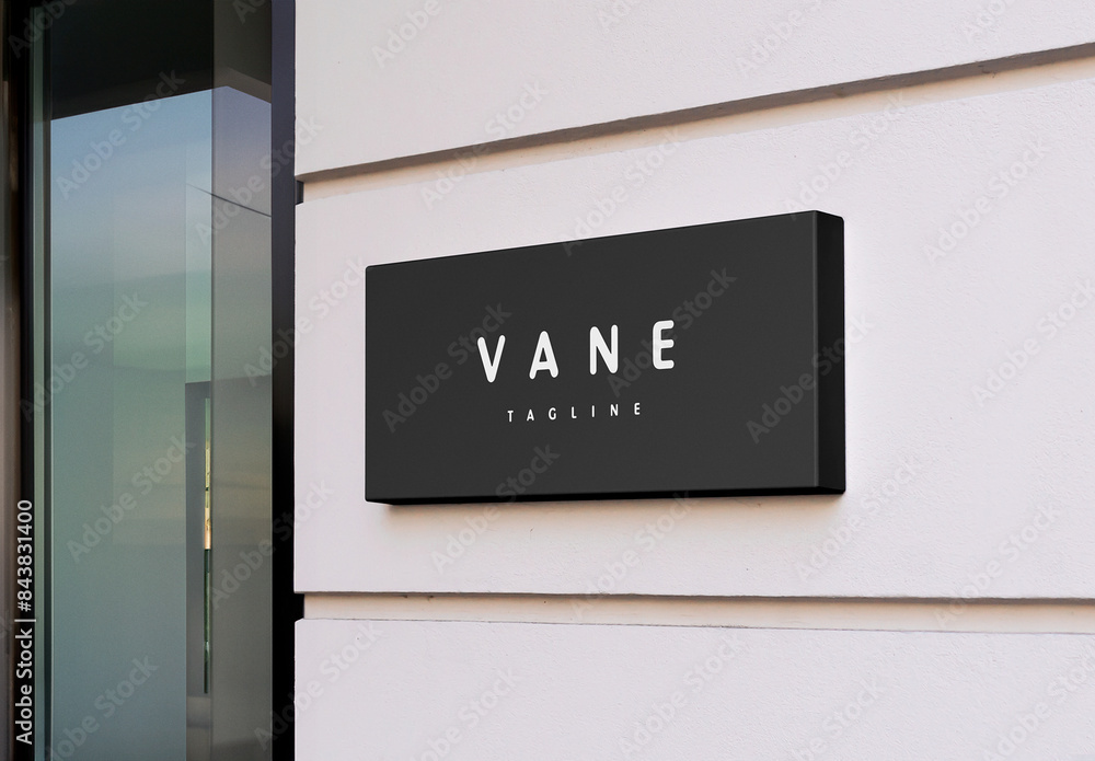 Entrance Logo Mockup Template Style Effect Wall Badge Sign Signboard ...