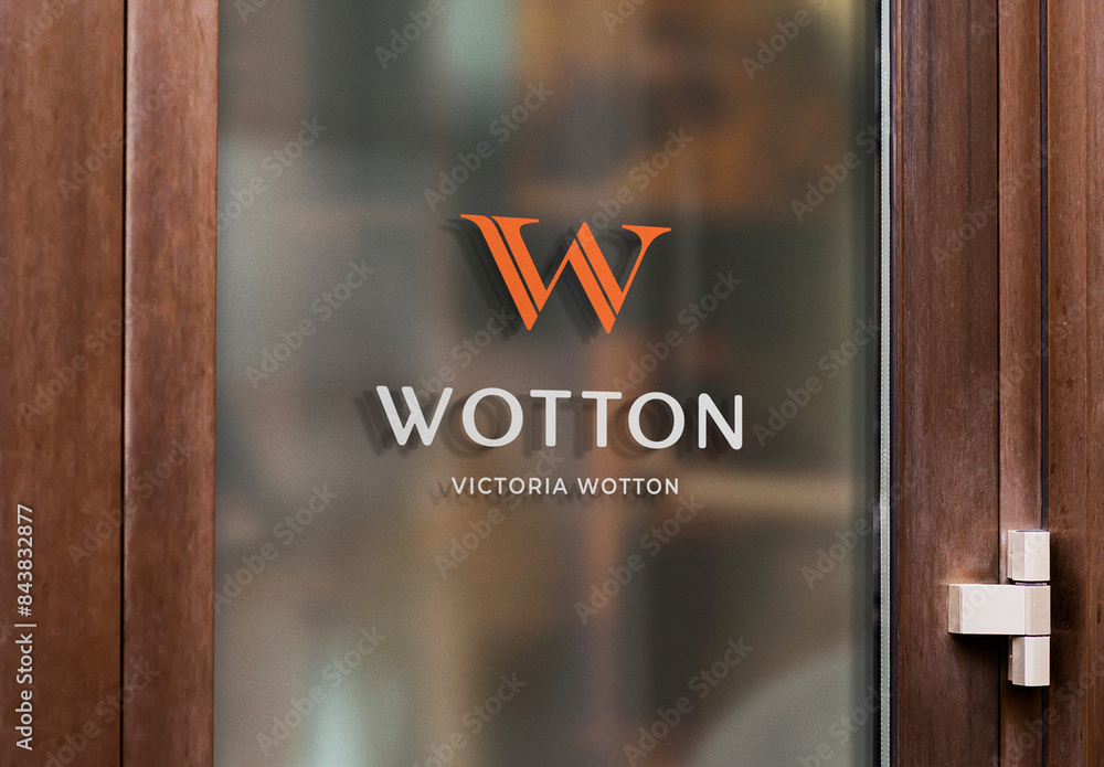Window Logo Mockup Template Style Effect Wall Badge Sign Signboard ...