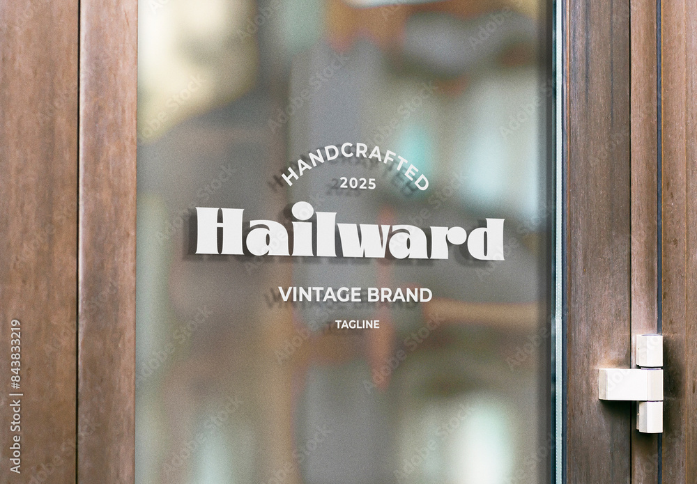 Window Logo Mockup Template Style Effect Wall Badge Sign Signboard ...