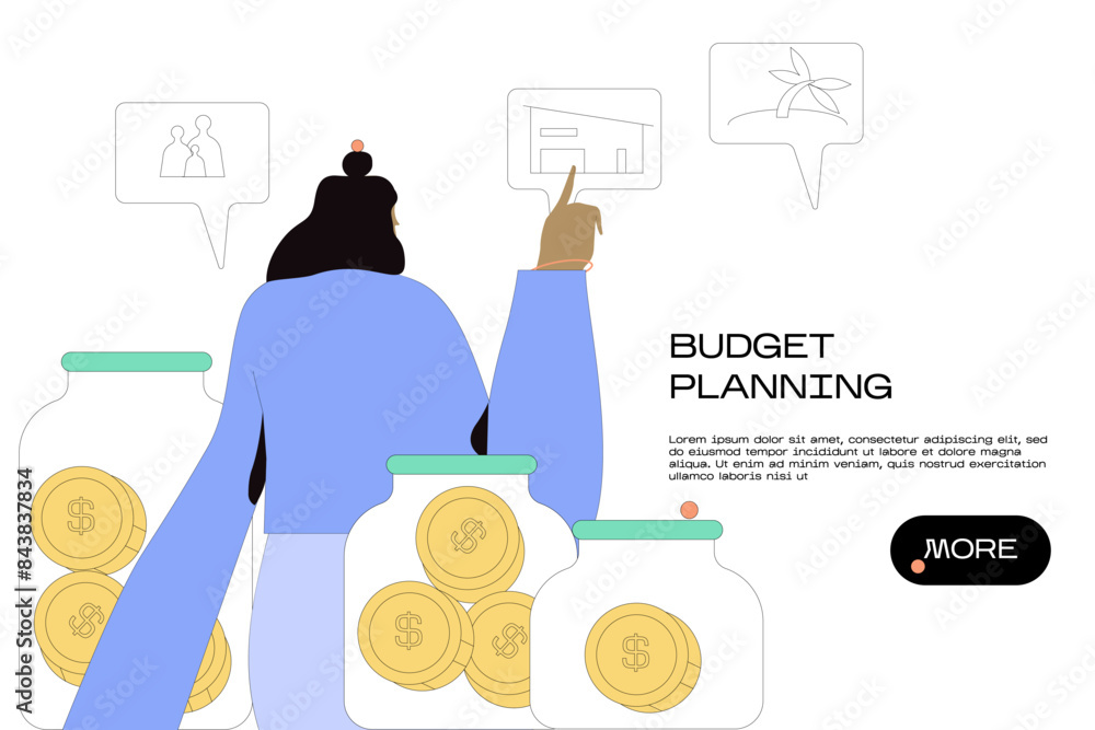 Woman have problem with budget planning, money managment and savings ...