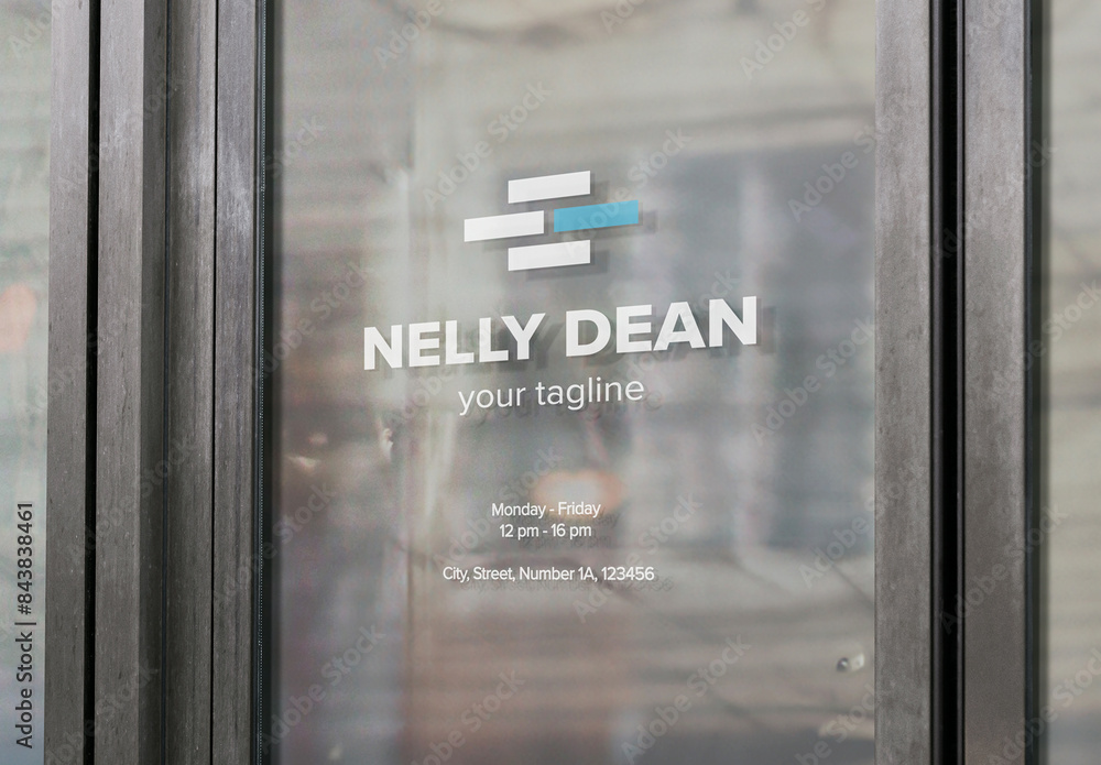 Window Logo Mockup Template Style Effect Wall Badge Sign Signboard ...
