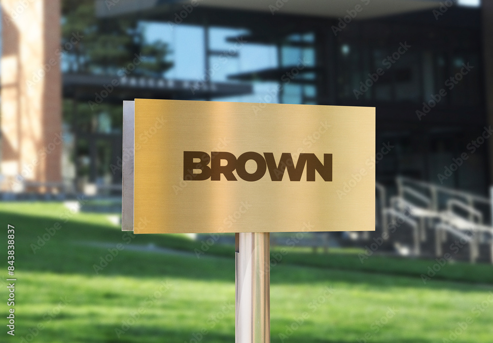 Logo Mockup Template Style Effect Wall Badge Sign Signboard Metal Text ...