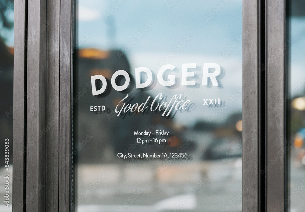 Window Logo Mockup Template Style Effect Wall Badge Sign Signboard ...