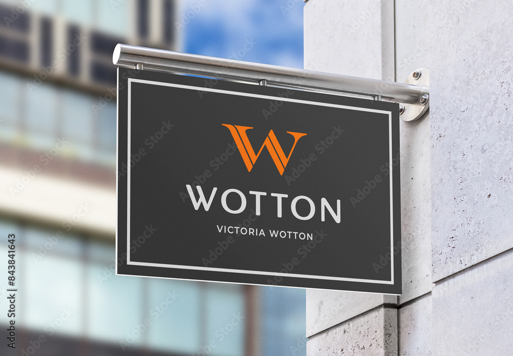 Logo Mockup Template Style Effect Wall Badge Sign Signboard Metal Text ...