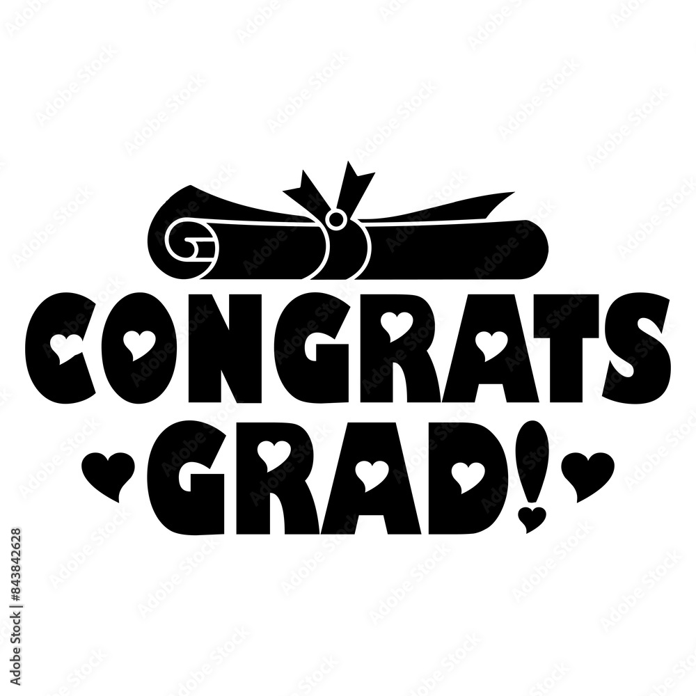 Graduation congrats grad typography clip art design on plain white ...