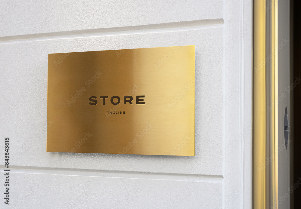 Entrance Logo Mockup Template Style Effect Wall Badge Sign Signboard ...