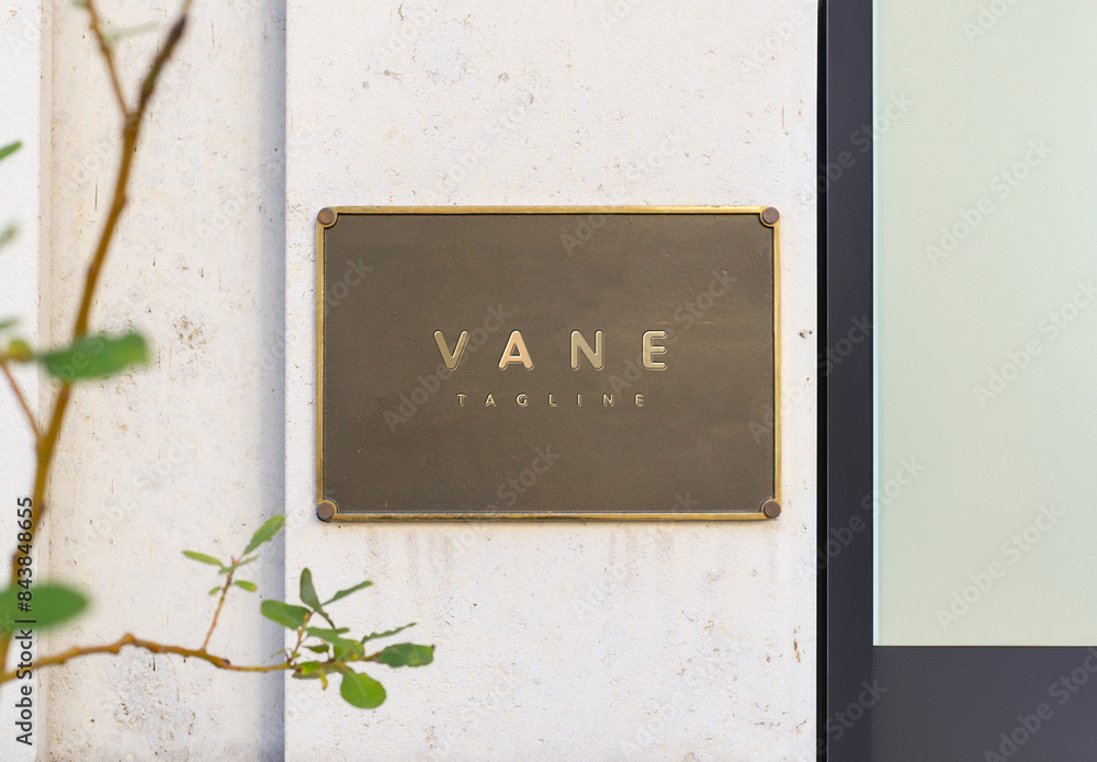 Entrance Logo Mockup Template Style Effect Wall Badge Sign Signboard ...