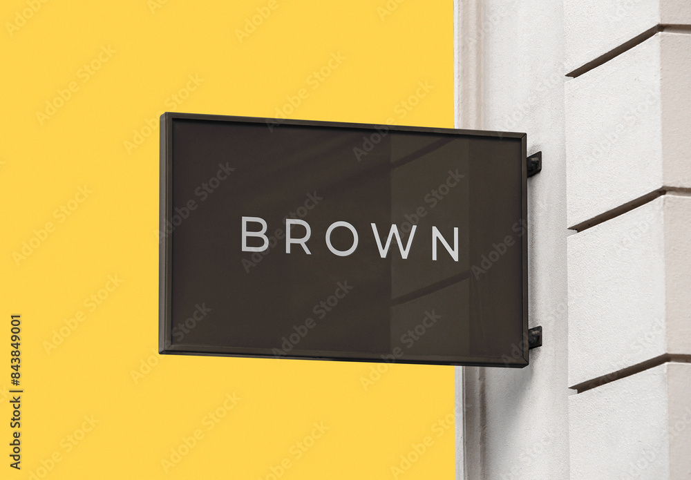 Logo Mockup Template Style Effect Wall Badge Sign Signboard Metal Text ...