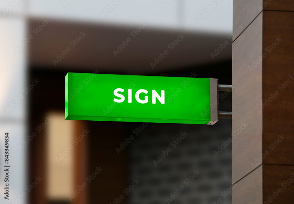 Indoor Logo Mockup Template Style Effect Wall Badge Sign Signboard ...