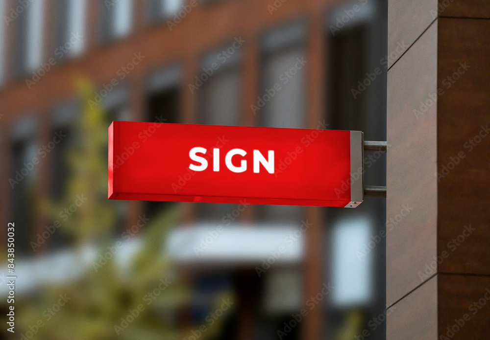 Indoor Logo Mockup Template Style Effect Wall Badge Sign Signboard ...