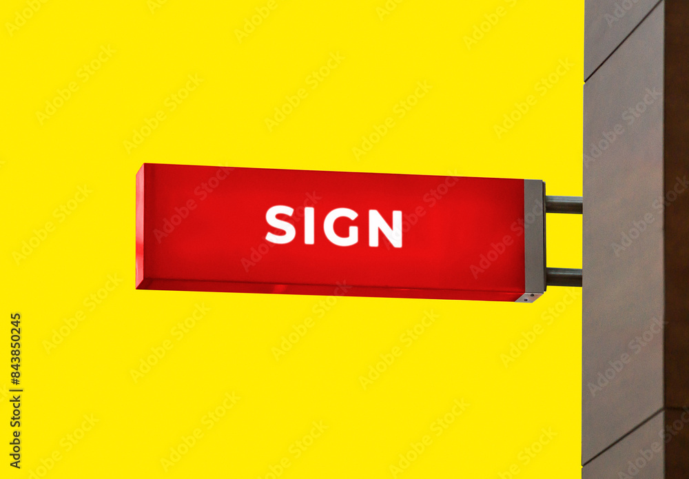 Indoor Logo Mockup Template Style Effect Wall Badge Sign Signboard ...