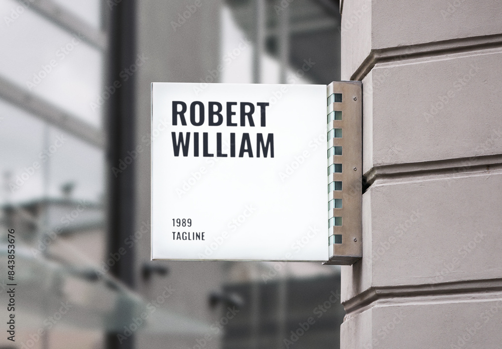 Logo Mockup Template Style Effect Wall Badge Sign Signboard Metal Text ...